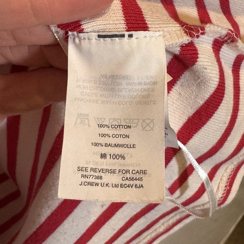 J Crew Nautical Top Shirt Red White Stripe Long Wide Bell Sleeve Cotton ...