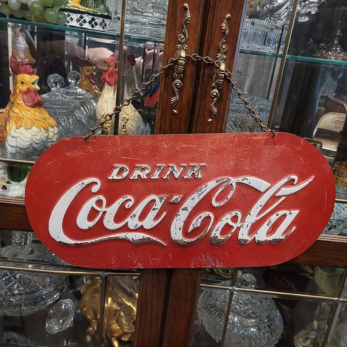 Antique Embossed Coca-Cola Porcelain Hanging Sign | eBay