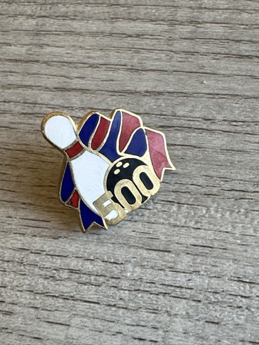 VINTAGE 500 (ENAMEL) Bowling Pin C. Sanders Red Purple Ribbon Pin ...