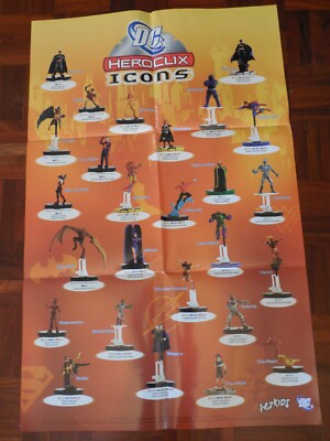 DC HEROCLIX ICONS CHECKLIST PROMO POSTER, 19" X 29 1/2", FOLDED, 2005 ...