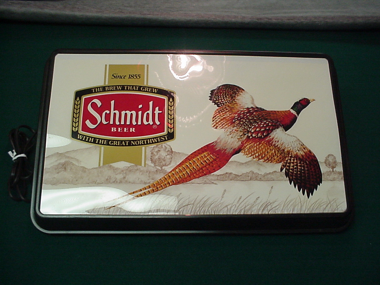Vintage Schmidt Beer Brewery Pheasant Wall Lighted Sign Works Very Good ...