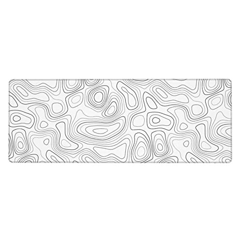 White Topographic Mouse Pad Large Gaming Desk Mat XL Long Non-Slip ...