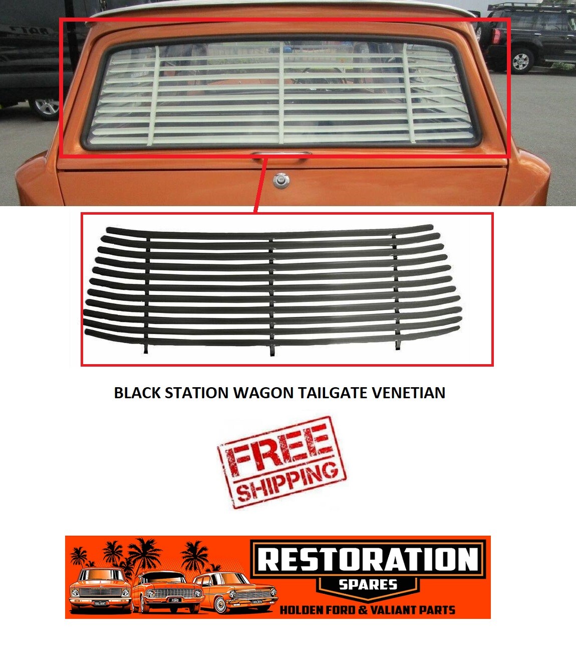 HOLDEN COMMODORE VB VC VH WAGON REAR TAILGATE WINDOW VENETIAN BLACK IN ...