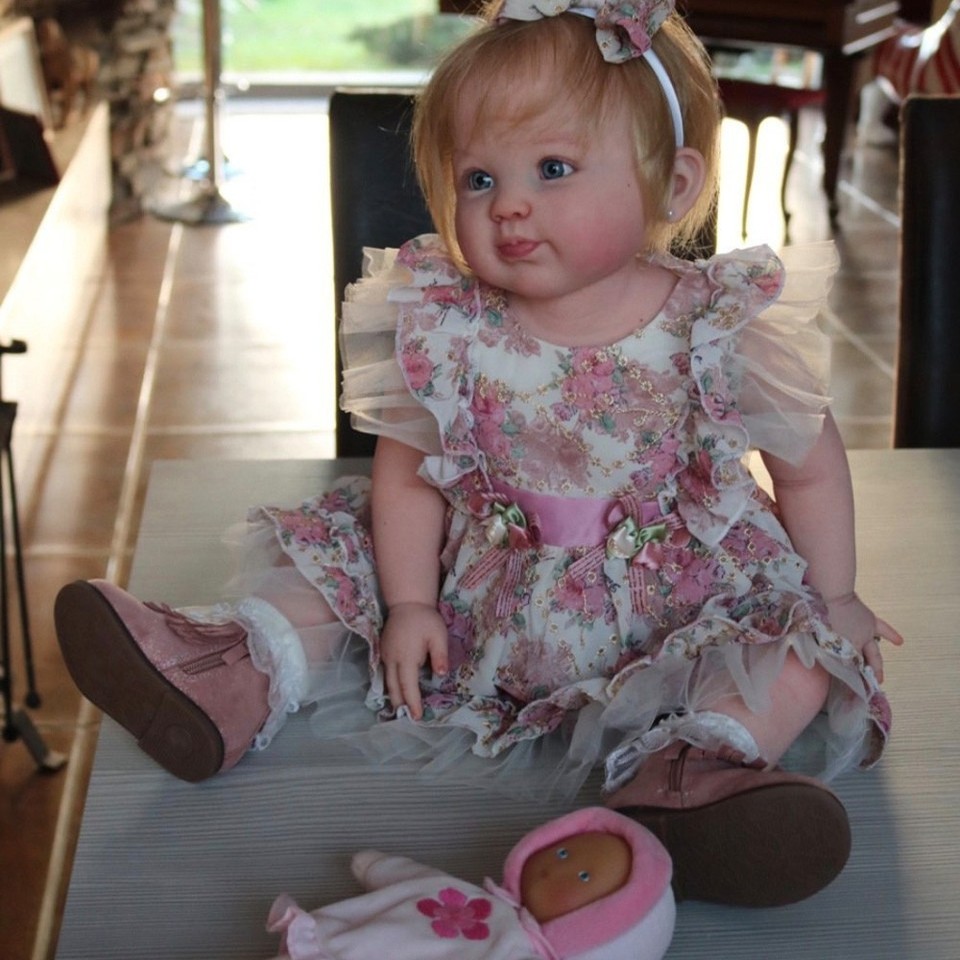 28inch Sweet Reborn Baby Dolls Pouty Lips Toddler Girl Hand-Rooted Hair ...