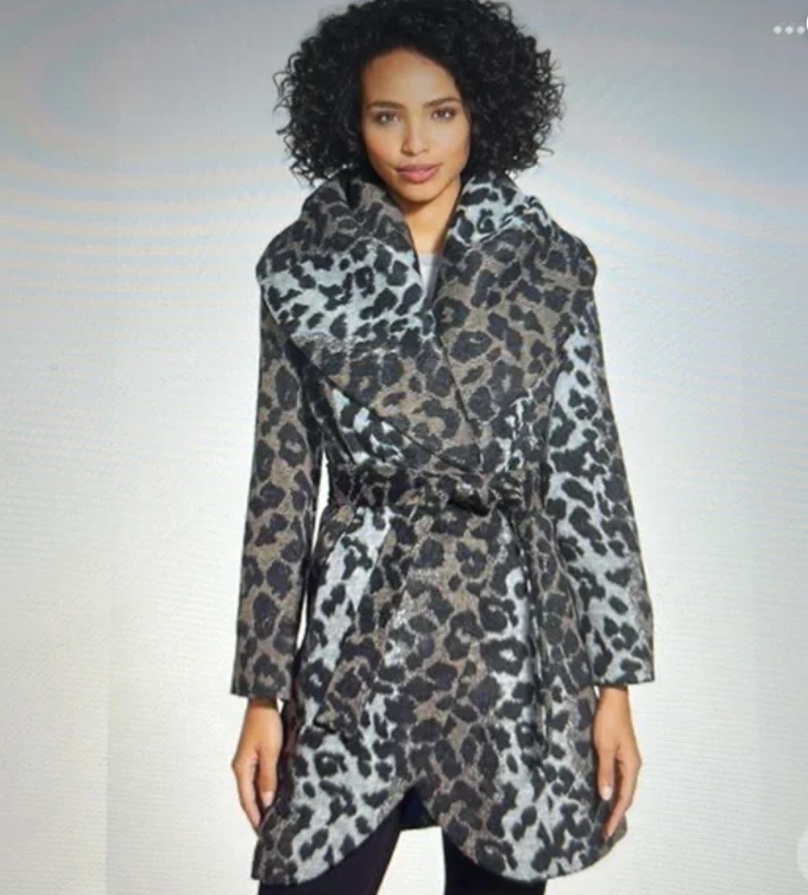 XS NWOT Wool Tahari Marla Leopard Wrap Oversized Coat Jacket Shawl ...