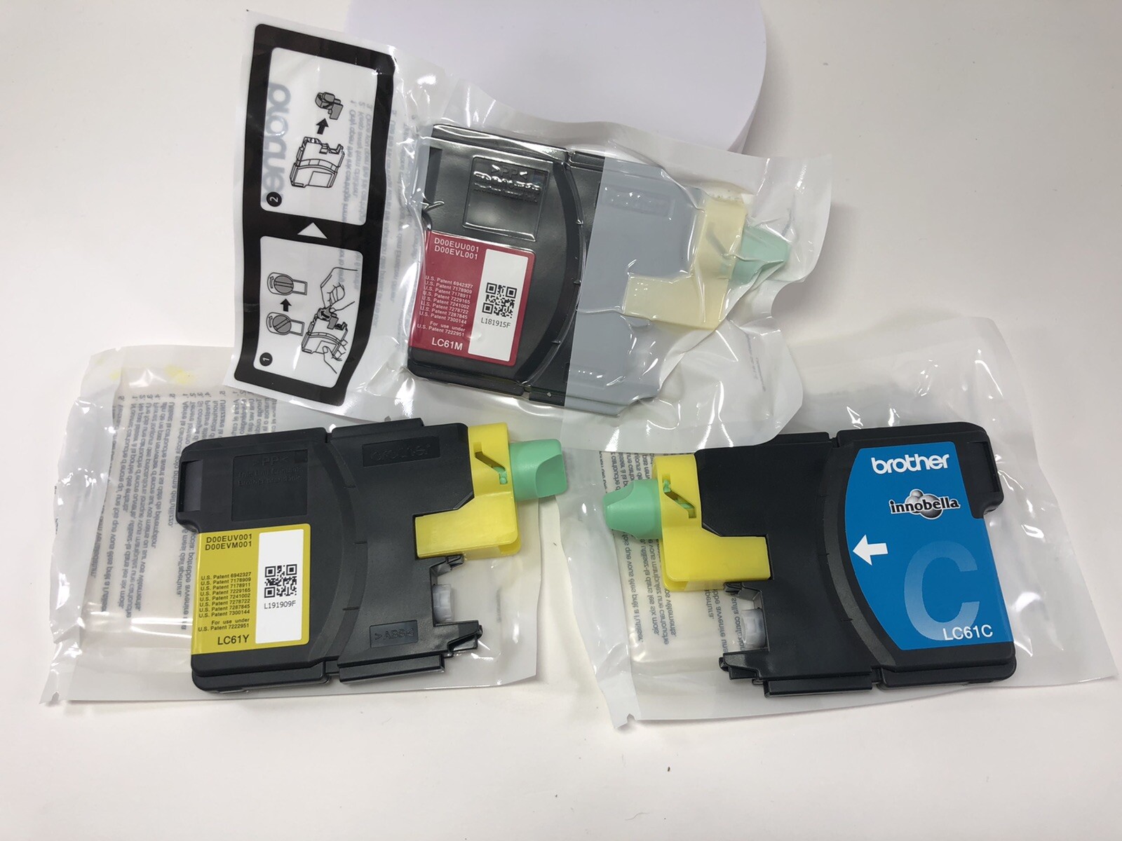 3 LC61 Authentic Ink Cartridge for Brother LC61C LC61Y LC61M Ink ...