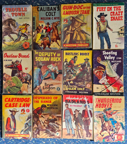 12 vintage 40s/50s Western British pulp pbacks Streamline Mellifont ...