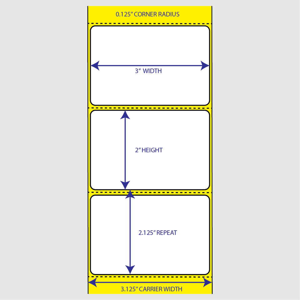 12 Thermal Label Rolls, 1" core,perf,2"/2.75"/3"/3.5"(wide) x 2"(high ...