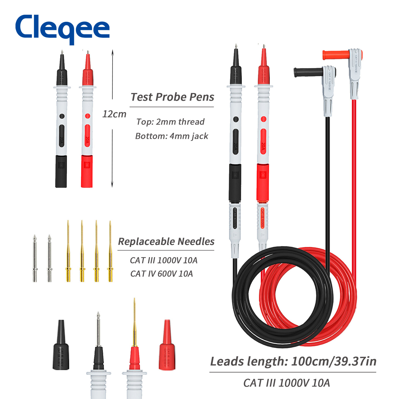 Multimeter Automotive Test Leads Kit with Wire Piercing Clip Puncture ...
