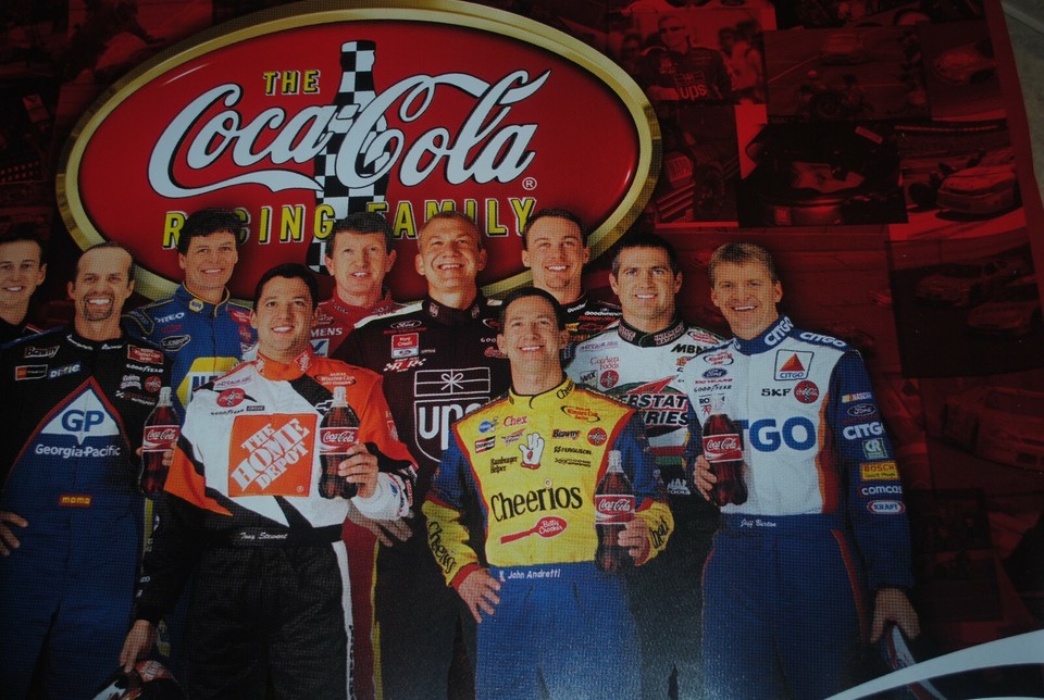 Coca-Cola Racing Family, NASCAR, large vinyl store poster, 36x30, Tony ...