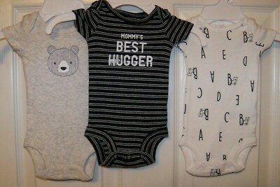 Carter's Mommy's Best Hugger Bear Alpha Set of 3 Bodysuits Baby Size ...