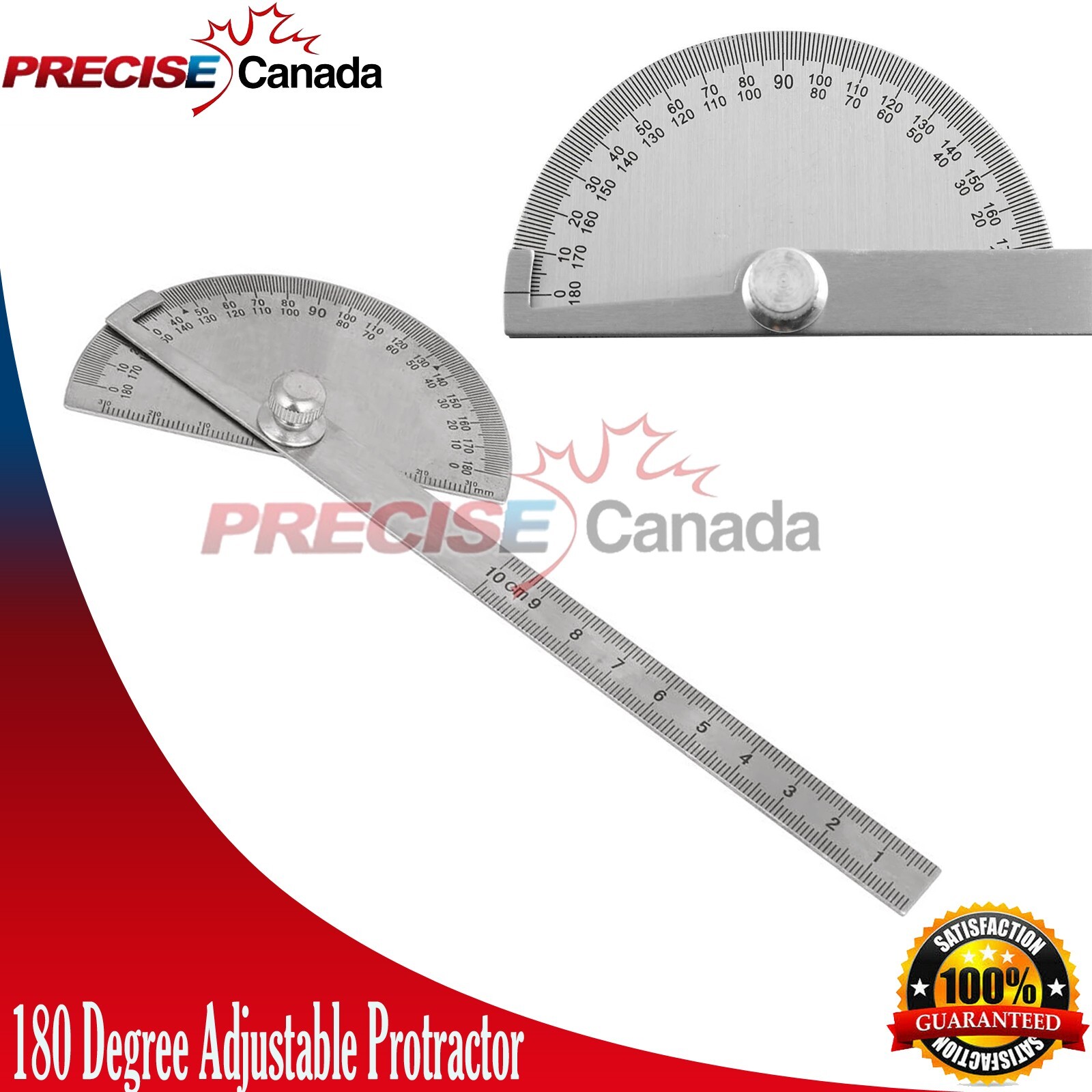 180 Degree Adjustable Protractor Round Angle Finder Craftsman Ruler ...