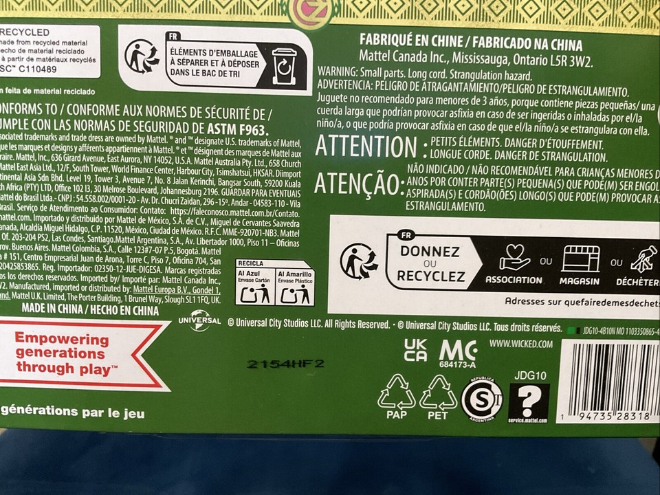 Wicked Movie Elphaba At Shiz University 12" Doll Mattel URL Misprint ...