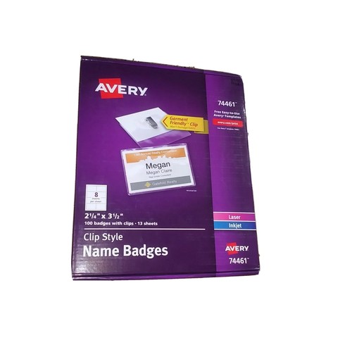 Avery Clip Style Name Badges Laser/Inkjet 74461 | eBay