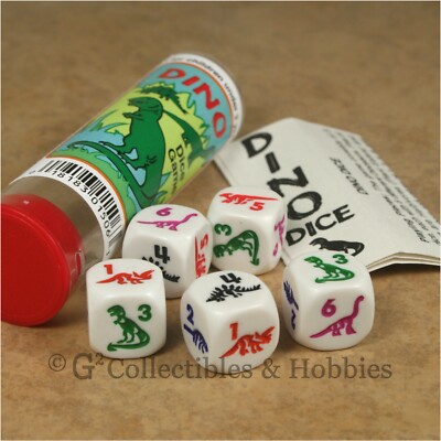 NEW Dino Dice Family Game in Tube 6 Sided Animal Dinosaur D6 Travel | eBay