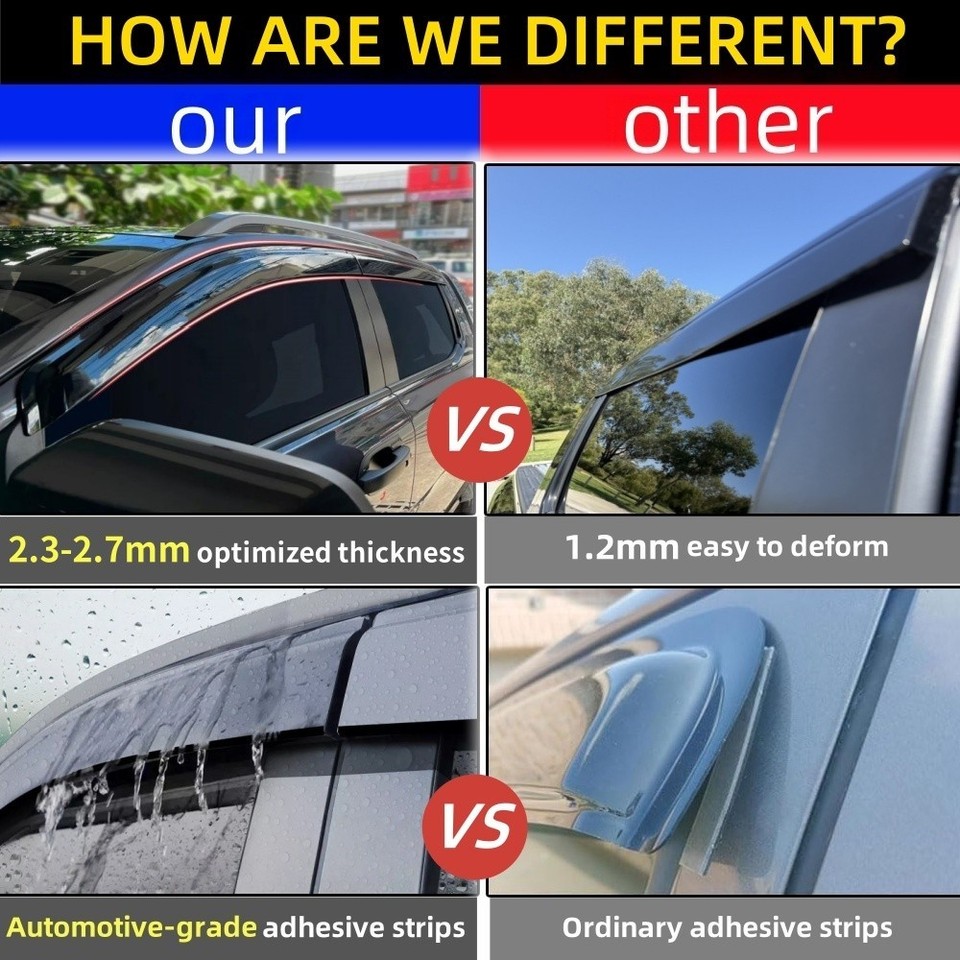 4pc Tinted Wind Deflectors Rain Guard For VW Amarok MK2 2023-2026 4Door ...