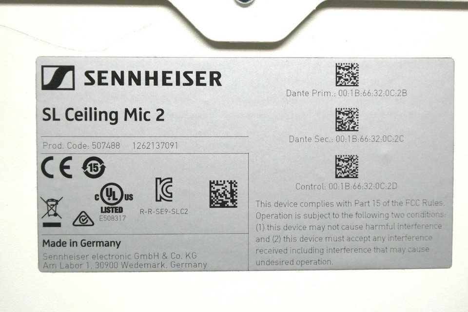 Sennheiser TeamConnect Ceiling 2 Microphone- White SL Ceiling Mic 2 ...