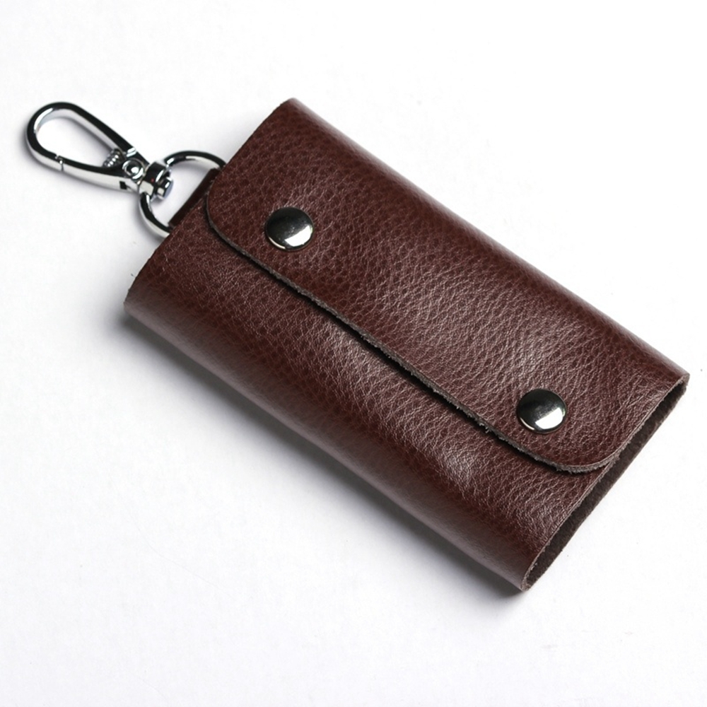 Men Women Leather Key Chain Pouch Fold Case Bag Holder Organiser Black ...