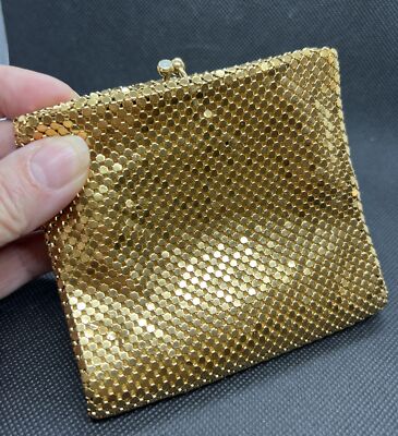 VTG MCM Gold Mesh Evening Wallet Purse W Germany Formal Bling Stone ...