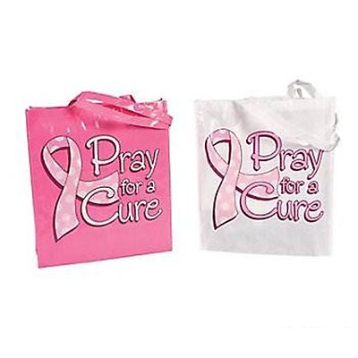 1 PINK RIBBON PRAY FOR A CURE LAMINATED TOTE BAG BREAST CANCER ...