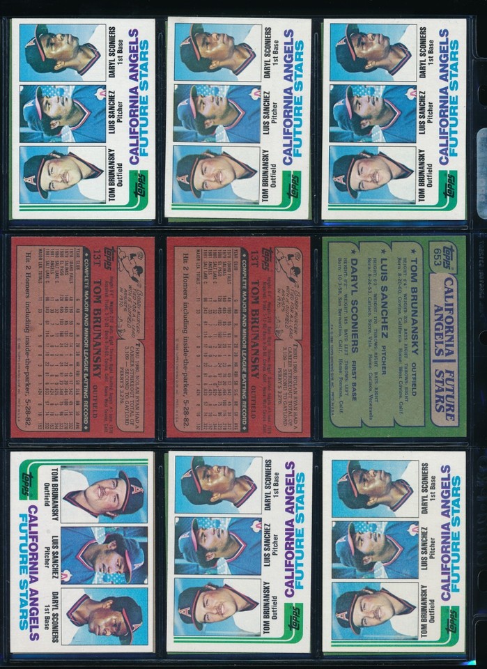 Lot (15) Tom Brunansky #653 13T 232 Twins Angels Topps 1982 1983 (DC6 ...