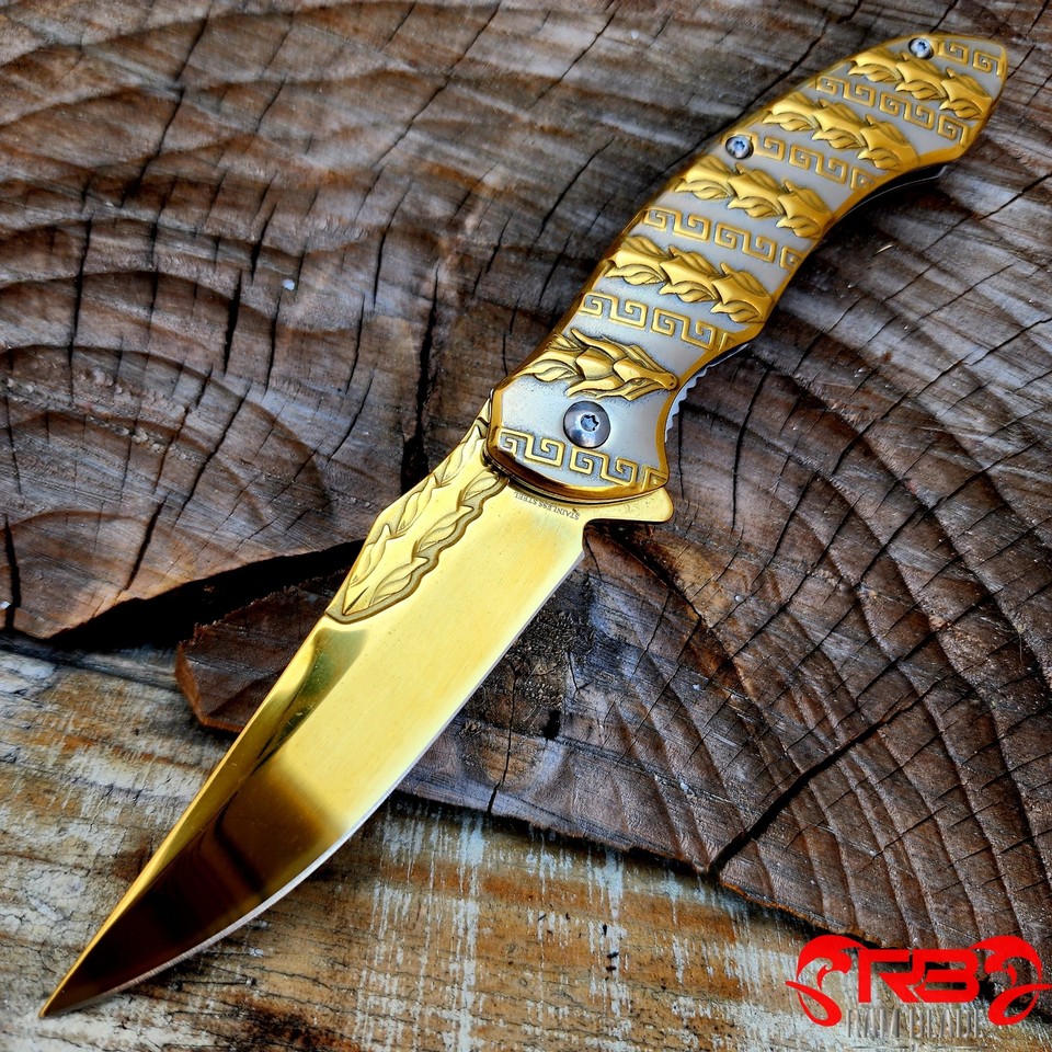 8" GOLD DRAGON SPRING OPEN ASSISTED TACTICAL FOLDING POCKET KNIFE EDC ...