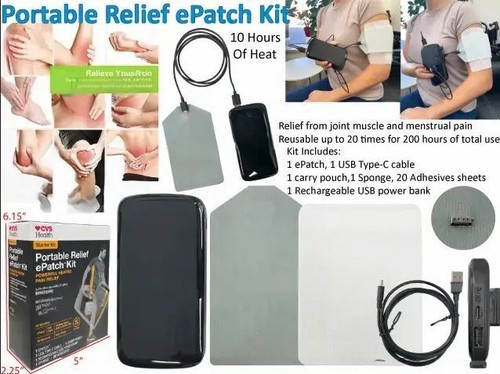 NEW CVS Health Portable Heated Pain Relief ePatch WITH POWERBANK Kit ...