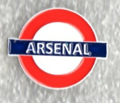 Arsenal underground sign pin badge. Red circle with blue bar. Metal ...