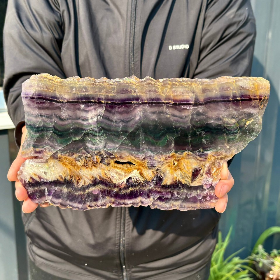 2.14LB Natural beautiful Rainbow Fluorite Crystal flake original stone ...