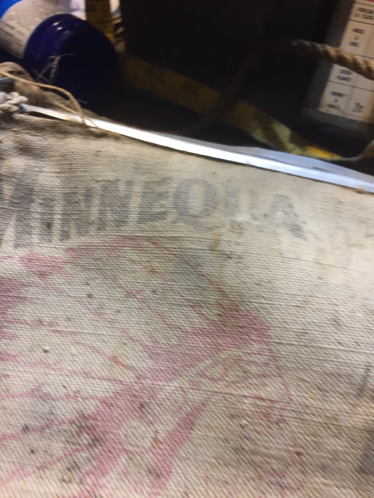 Vintage Minnequa Flax Water Bag Awesome Big Chief Indian Graphic Water ...