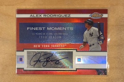 2009 Topps Finest Moments Alex Rodriguez Red Refractor Auto /25 World ...