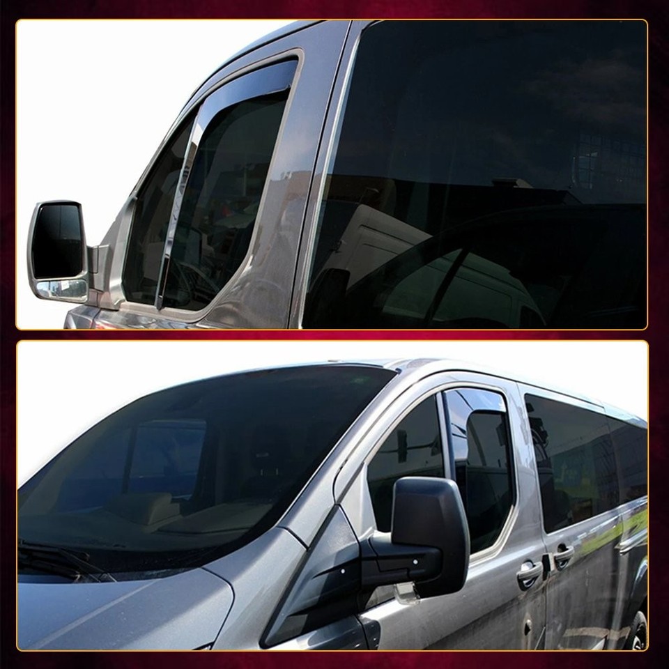 2PCS Window Visor Wind Deflector With Clips For Ford Transit Custom ...