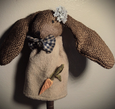 Primitive Handmade Folk Art Farmhouse Country Rabbit Spring Easter ...