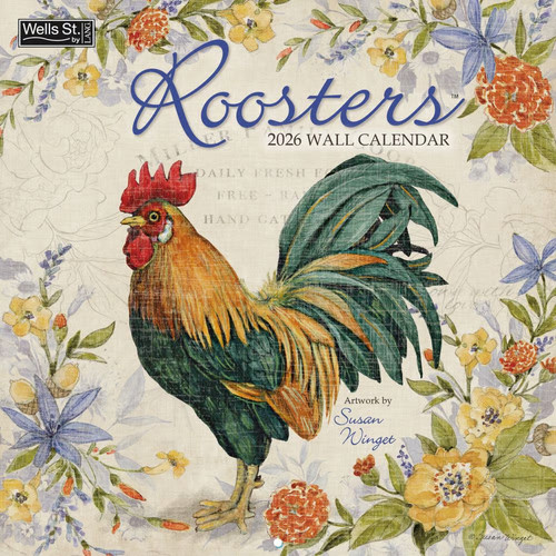 Wells Street by Lang, Roosters 2026 Wall Calendar, 12'' X 12'', 12 ...
