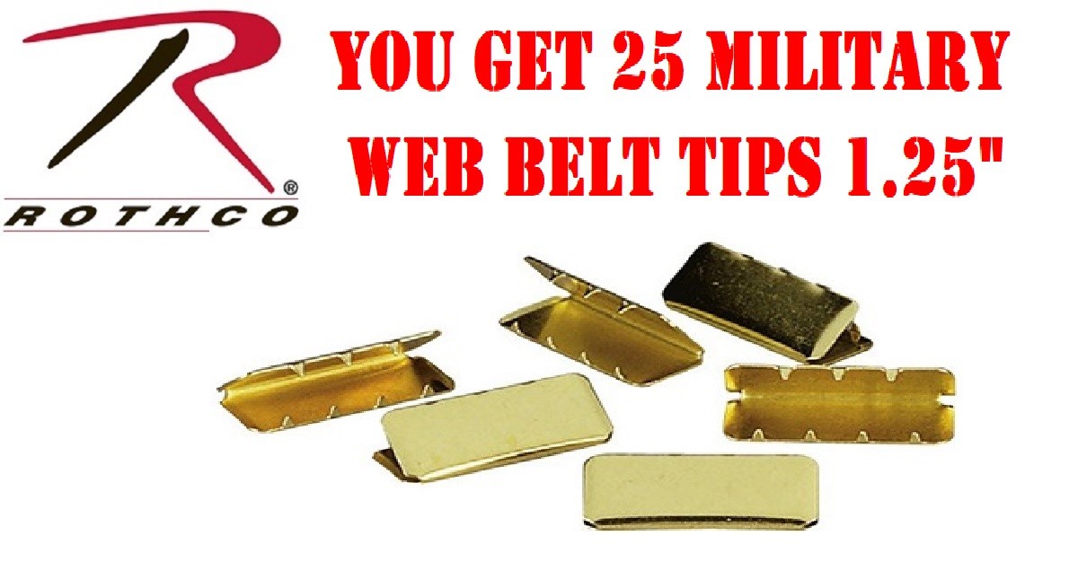 25 Web Belt Buckle Tips For 1.25" Military Web Belts Rothco 4070 - 4071 ...