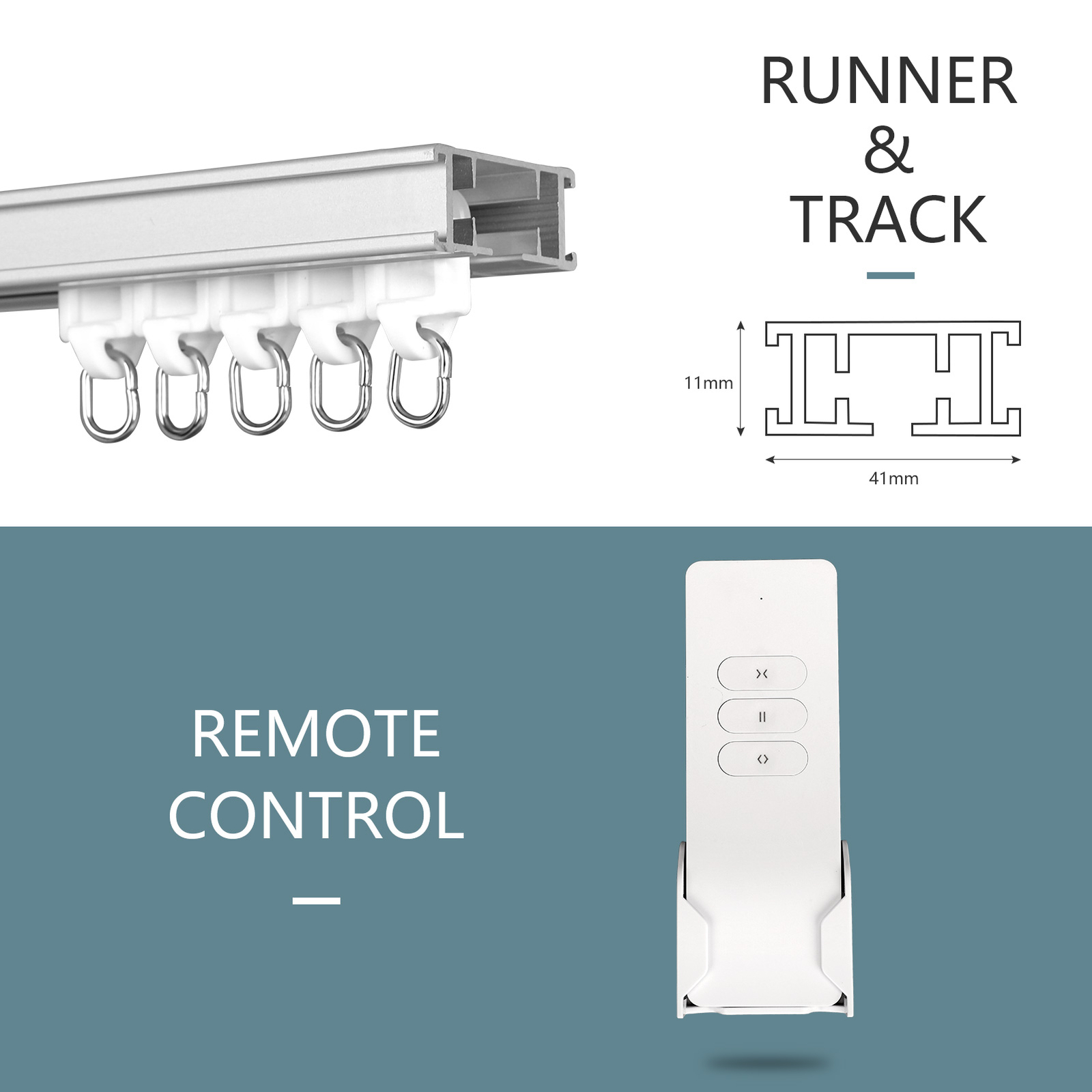 87"-244" Motorized Curtain Track Motor Remote Control Automatic Curtain ...
