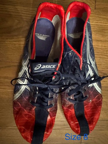 Asics Gun Lap Mens Size 8 Red Blue Track and Field Cleats no tools ...