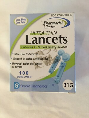 NEW! Pharmacist Choice Ultra Thin Lancets 31G Universal Fit 600 exp ...