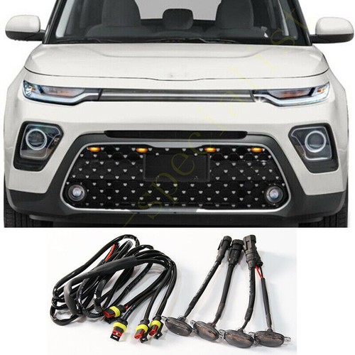 For Kia Soul 2020-2024 Front Grille smoke LED Light Raptor Style DRL ...