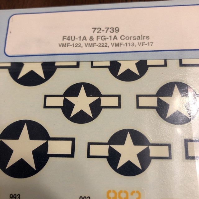 SuperScale Decals 1 72 F4U1A & FG-1A Corsairs VMF-122 222 113 VF-17 #72 ...