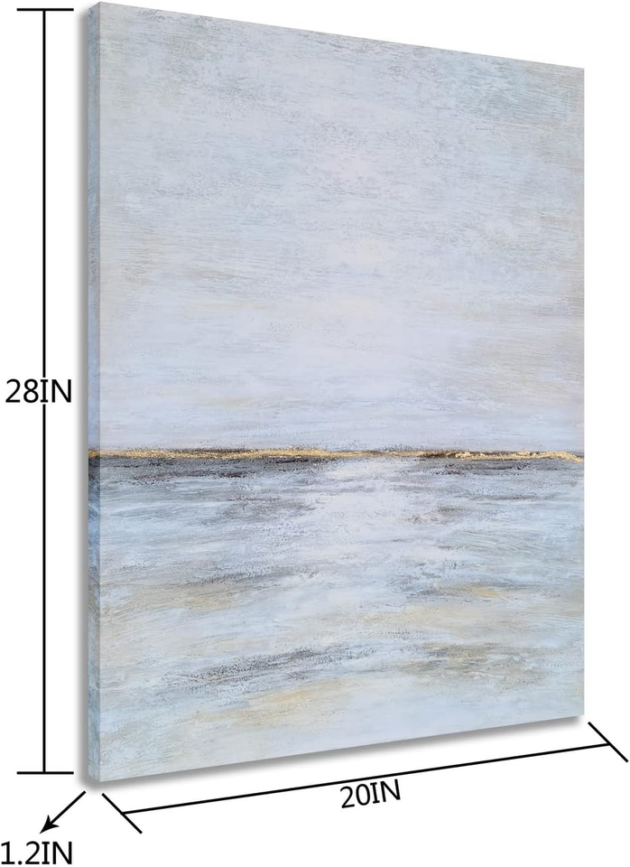 Abstract Ocean Canvas Wall Art - Hand Painted Modern Beach Oil ...