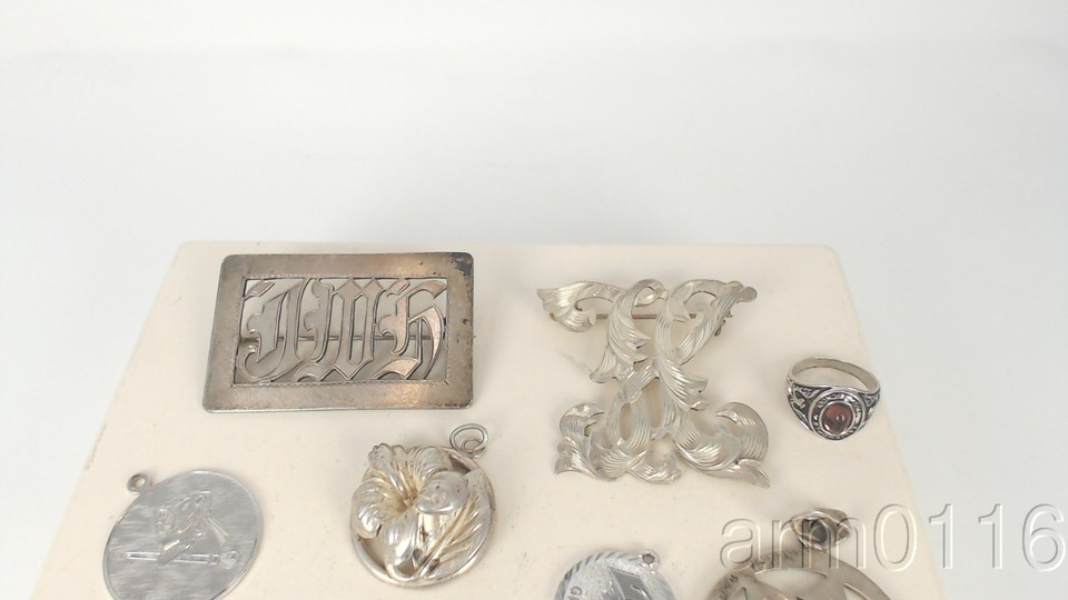 VINTAGE ANTIQUE STERLING SILVER .925 MIXED SCRAP JEWELRY CHARMS LOT 65 ...