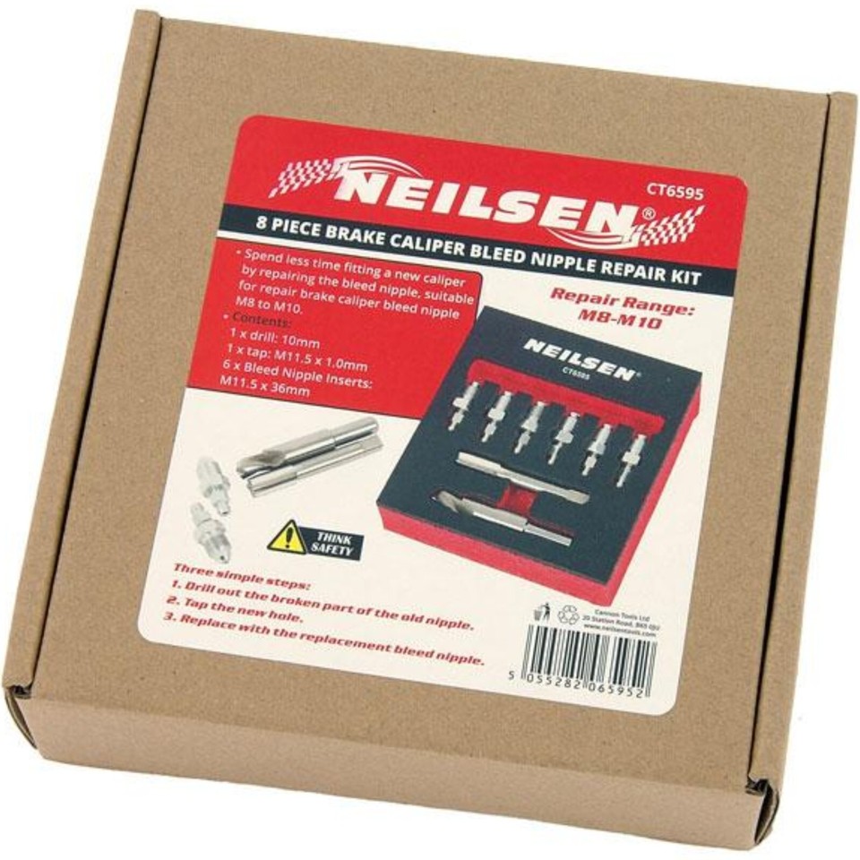 Neilsen 8pc Brake Caliper Bleed Nipple Thread Repair Inserts Kit Set ...