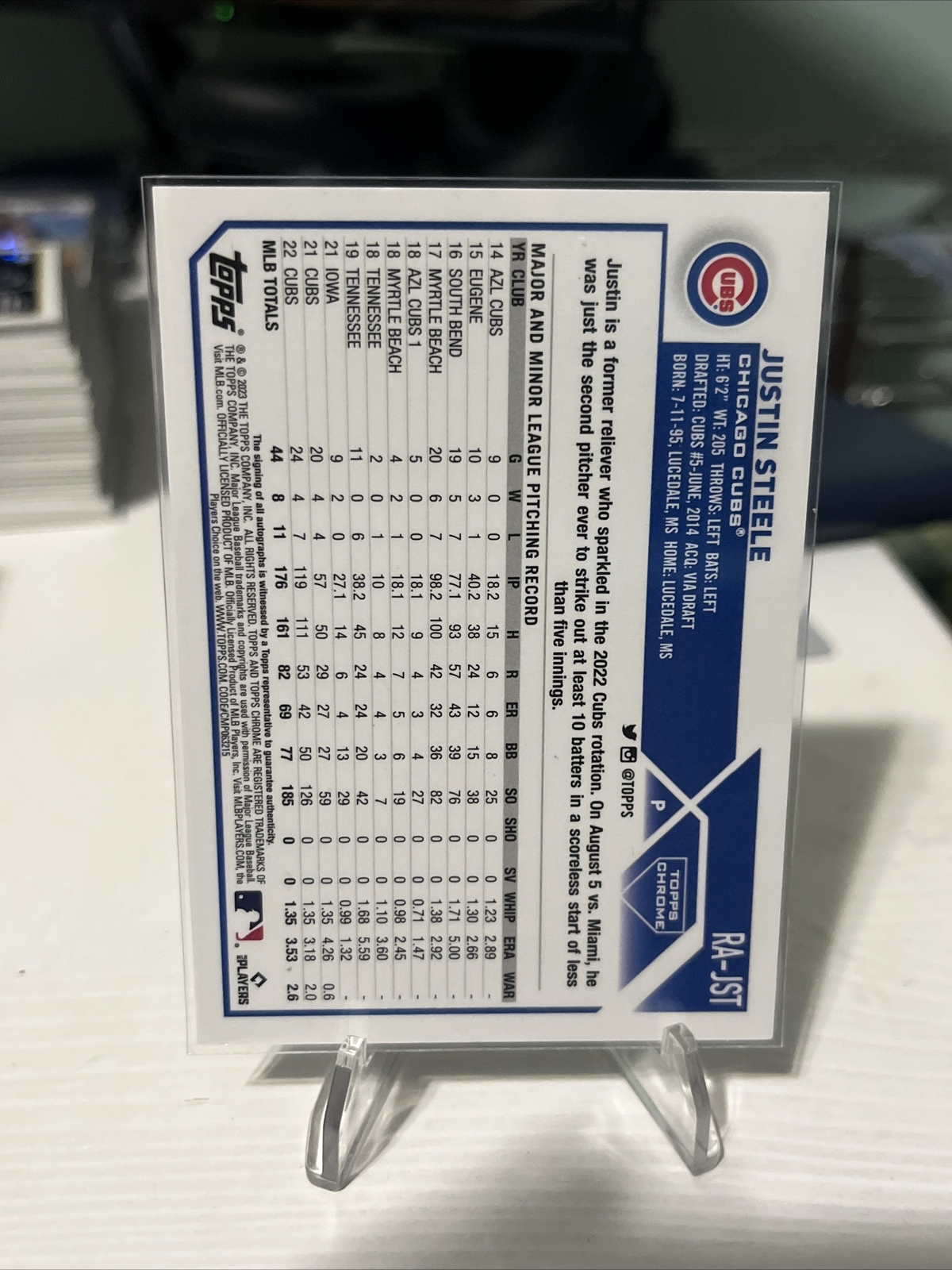 2023 Topps Chrome Justin Steele Rookie Autograph Auto RC #RA-JST Cubs ...