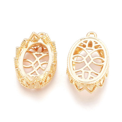 10pc Gold Tone Brass Filigree Pendant Setting Bezels Oval Open Back ...