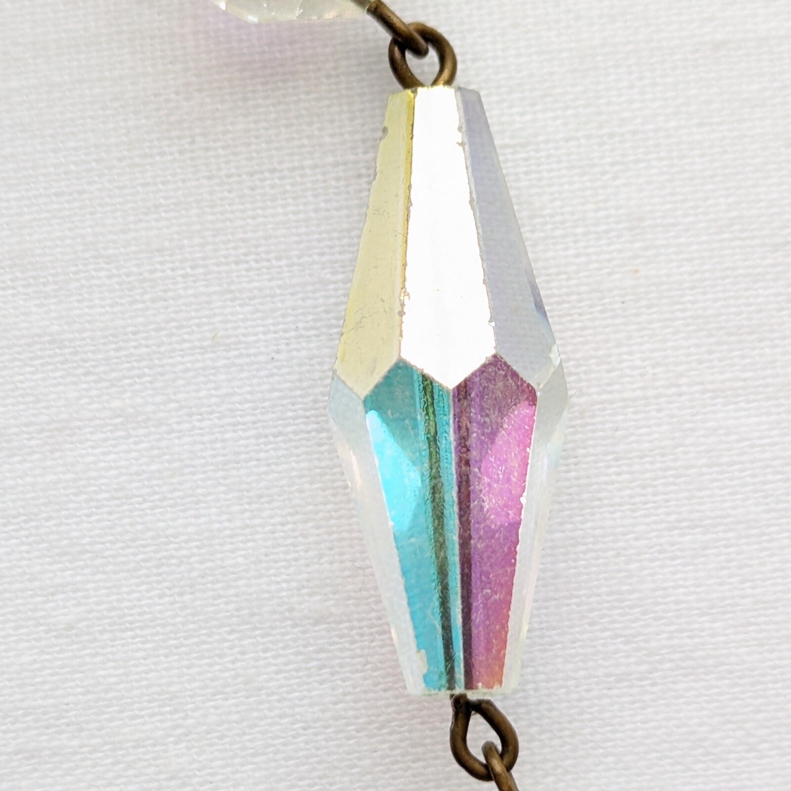 Vintage Crystal Necklace Aurora Borealis Beaded Prom … - Gem