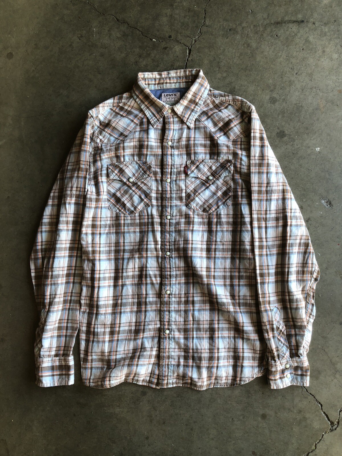 Vintage Levi's Longhorn Plaid Cowboy Western Shirt sz… - Gem