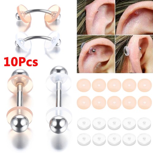 10 Pcs STERILE SILICONE FLEXIBLE HEALING PIERCING DISCS DISK NO PULL ...
