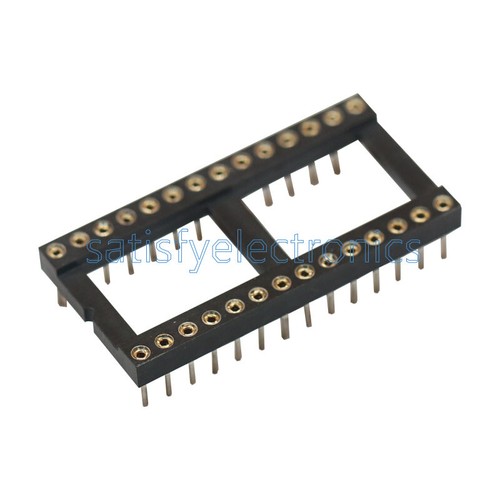 5Pcs 2.54mm Pitch 28 Pin DIP Round Pin Solder IC Socket Adaptor Wide ...