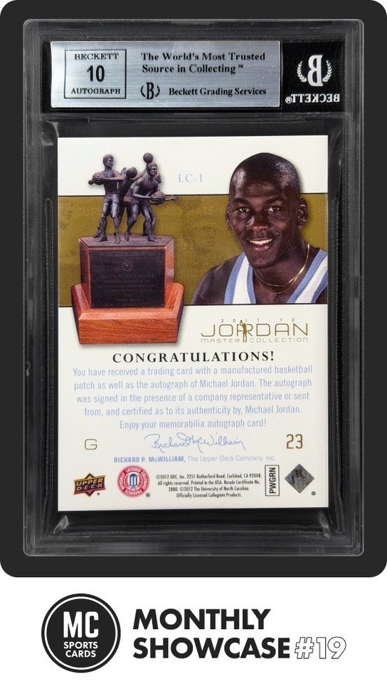 MICHAEL JORDAN BGS 9 2012 UPPER DECK #LC1 UNC MASTER COLL LOGO PATCH ...